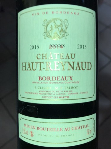 2015 Château Haut Reynaud Bordeaux Rouge | Vivino US