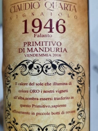 Claudio Quarta Primitivo di Manduria | Vivino Canada