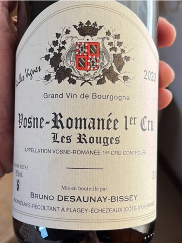 2020 Bruno Desaunay Bissey Vieilles Vignes Vosne-Romanée 1er Cru 'Les ...