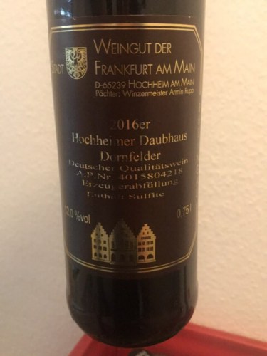 Weingut Der Stadt Frankfurt Am Main Hochheimer Daubhaus Dornfelder ...