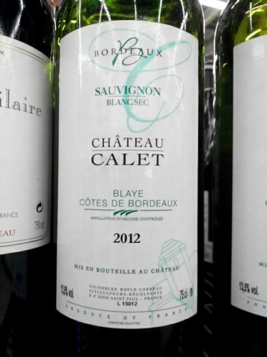 Bayle-Carreau Château Calet Blaye - Côtes de Bordeaux Sauvignon Blanc ...