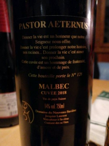 Nouveau Saviese Pastor Aeternus Cuvée Malbec | Vivino 日本