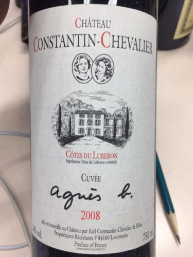 2008 Château Constantin-Chevalier Cuvée Agnès b. Côtes du Luberon Rouge ...