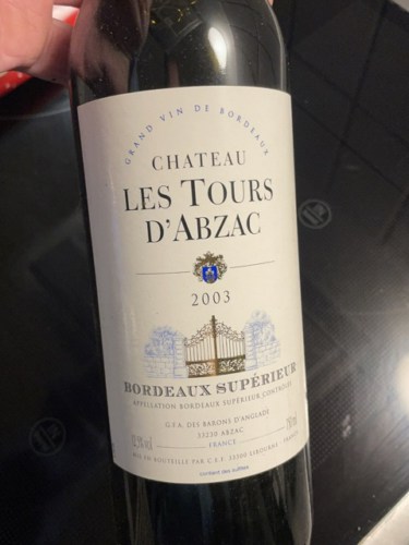 Château d'Abzac Chateau Les Tours d'Abzac Bordeaux Supérieur | Vivino US