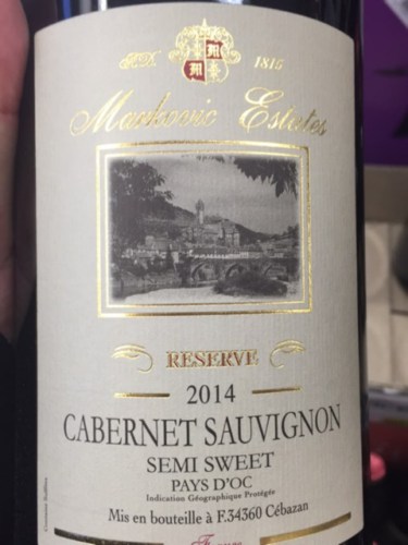 Markovic Reserve Cabernet Sauvignon Semi Sweet | Vivino US