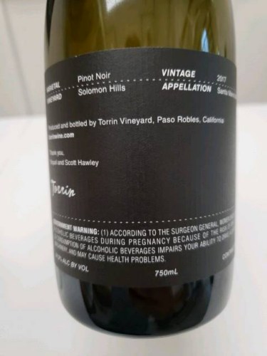 2019 Torrin Solomon Hills Pinot Noir | Vivino US