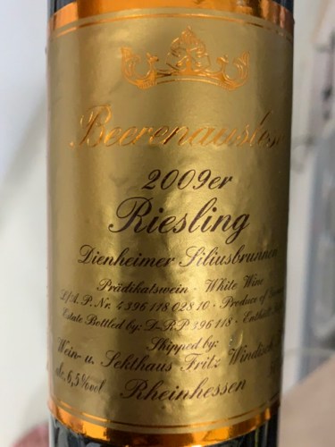 Fritz Windisch Dienheimer Siliusbrunnen Riesling Beerenauslese | Vivino US