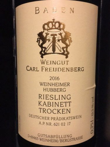 Weingut Carl Freudenberg Weinheimer Hubberg Riesling Kabinett Trocken ...