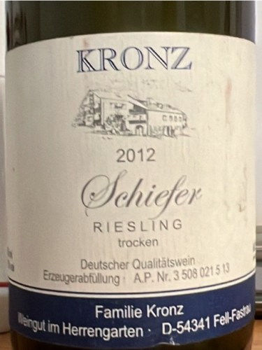 Weingut Kronz Schiefer Riesling Trocken | Vivino US