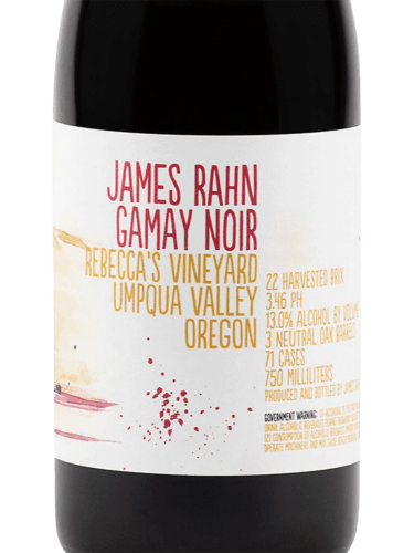 James Rahn Rebecca's Vineyard Gamay Noir | Vivino Brasil