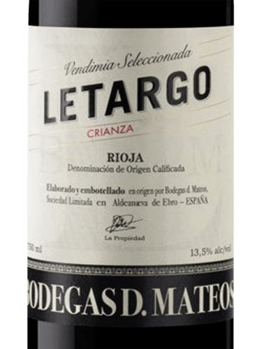 D. Mateos Letargo Crianza | Vivino US