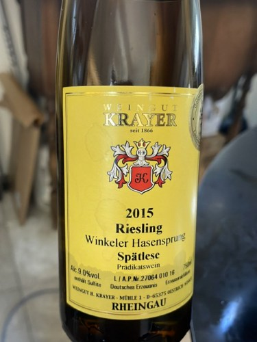 Weingut Krayer Winkeler Hasensprung Riesling Spätlese | Vivino US