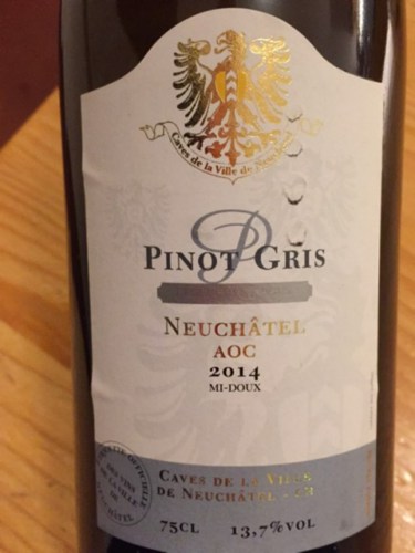 Caves de la Ville de Neuchâtel Pinot Gris | Vivino US
