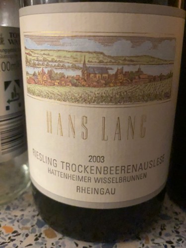 Hans Lang Hattenheimer Wisselbrunnen Riesling Trockenbeerenauslese ...