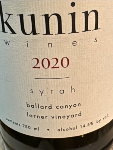 Kunin Ballard Canyon Larner Vineyard Syrah | Vivino US