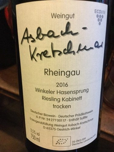 Weingut Asbach-Kretschmar Winkeler Hasensprung Riesling Kabinett ...