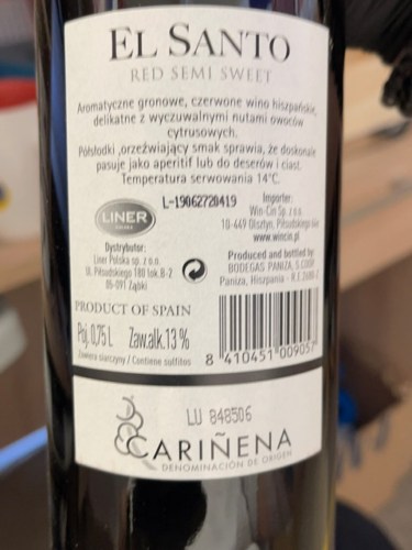 El Santo Garnacha - Tempranillo Semi Sweet | Vivino Australia