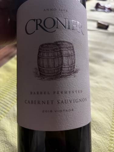 Cronier Barrel Fermented Cabernet Sauvignon | Vivino English
