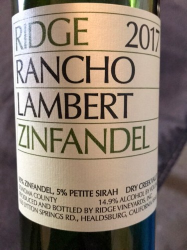 Ridge Vineyards Rancho Lambert Zinfandel | Vivino Brasil
