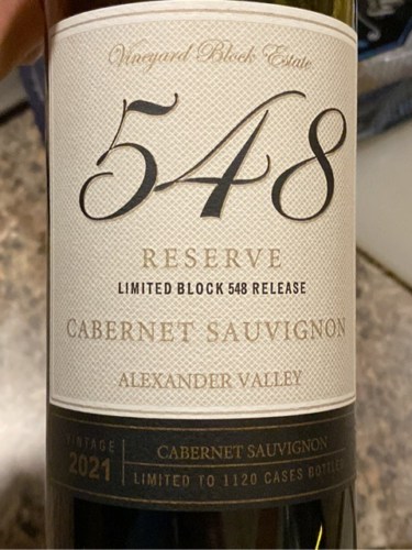 Vineyard Block Estate Limited Block 548 Release Reserve Cabernet ...