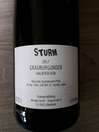 Weingut Sturm Grauburgunder Halbtrocken | Vivino US