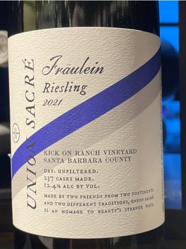 Union Sacré Kick On Ranch Vineyard Fraülein Riesling | Vivino US