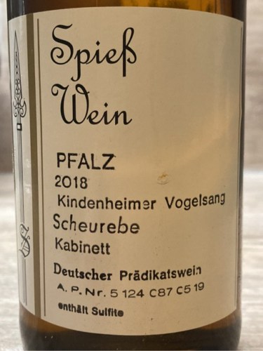 Roger Spiess Kindenheimer Vogelsang Scheurebe Kabinett | Vivino US