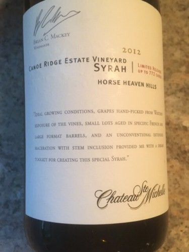 2020 Chateau Ste. Michelle Canoe Ridge Estate Syrah | Vivino US