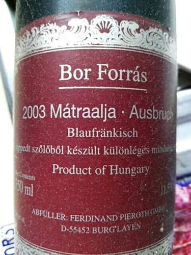 Pieroth Bor Forrás Mátraalja-Ausbruch Blaufränkisch | Vivino US