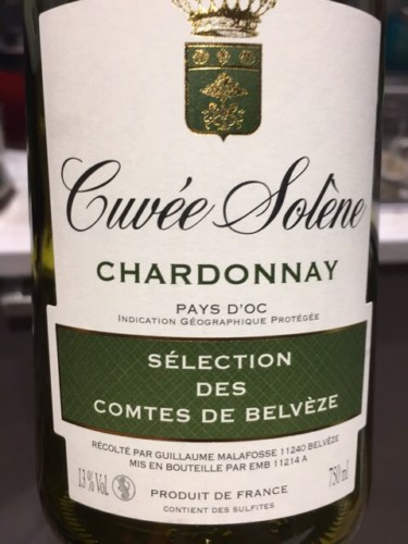 Château Belveze Cuvée Solène Chardonnay Sélection des Comtes de Belvèze ...