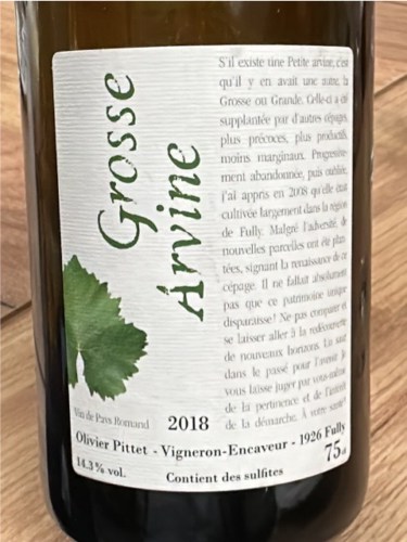 Olivier Pittet Grosse Arvine | Vivino US