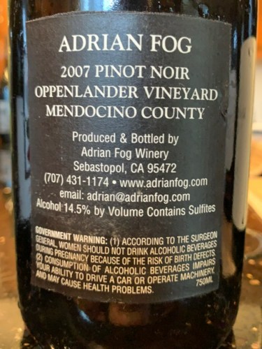 Adrian Fog Oppenlander Vineyard Pinot Noir | Vivino US
