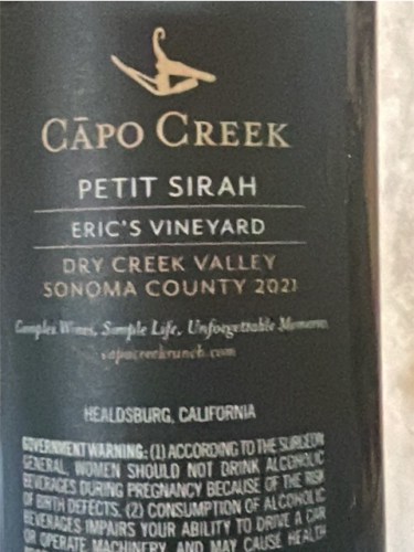 Capo Creek Eric's Vineyard Petit Sirah | Vivino US