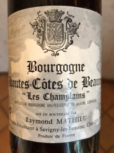 Raymond Mathieu Bourgogne Hautes-Côtes de Beaune 'Les Champlains ...