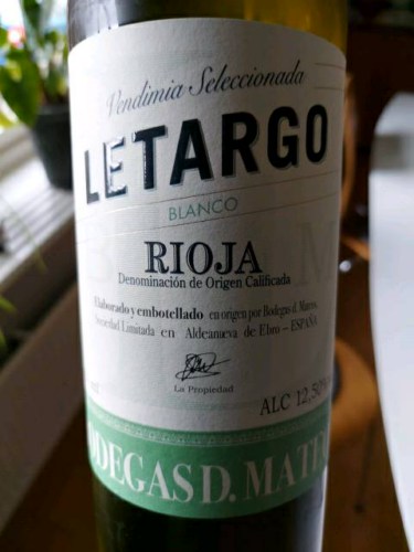 2019 D. Mateos Letargo Vendimia Seleccionada Blanco | Vivino