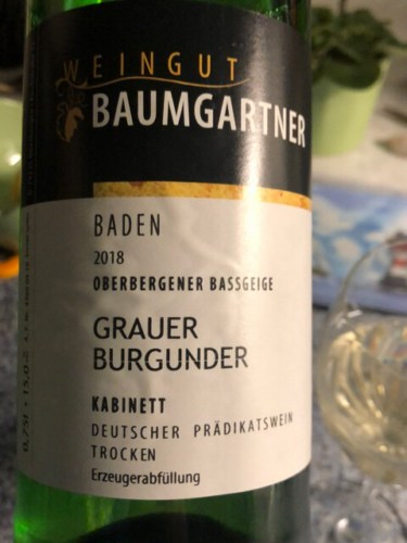 Weingut Uwe Baumgartner Oberbergener Bassgeige Grauburgunder Kabinett ...