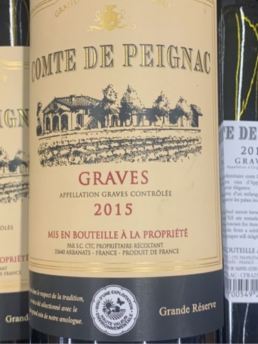 Comte De Peignac Graves 2015 Prix