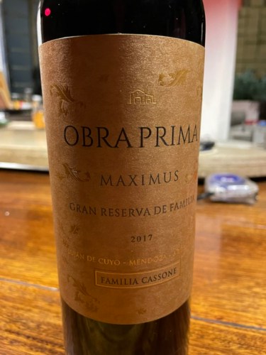 2017 Bodega Familia Cassone Obra Prima Maximus Gran Reserva Familiar ...