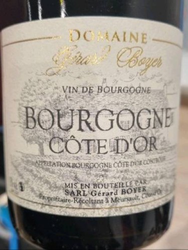 Gerard Boyer Bourgogne Côte d’Or Pinot Noir | Vivino English