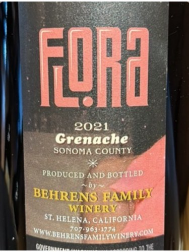 Behrens Family Winery Flora Grenache | Vivino US