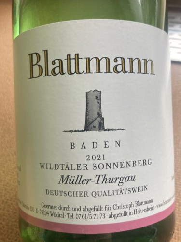 Blattmann Wildtäler Sonnenberg Müller-Thurgau | Vivino United Kingdom