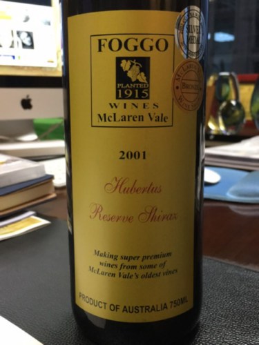 2001 Foggo Hubertus Reserve Shiraz | Vivino