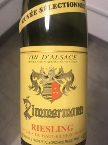 Zimmermann Cuvée Sélectionnée Coteaux du Haut-Koenigsbourg Riesling ...