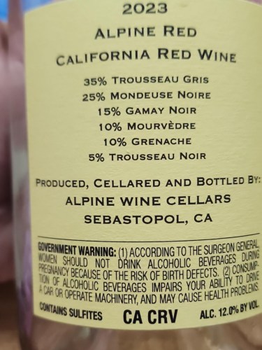 Alpine Wine Cellars Alpine Red | Vivino English