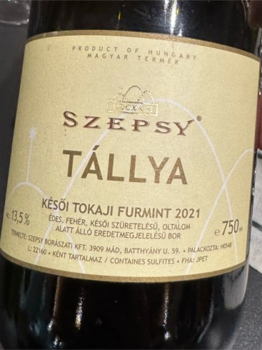 Szepsy Tállya Késöi Tokaji Furmint | Vivino US