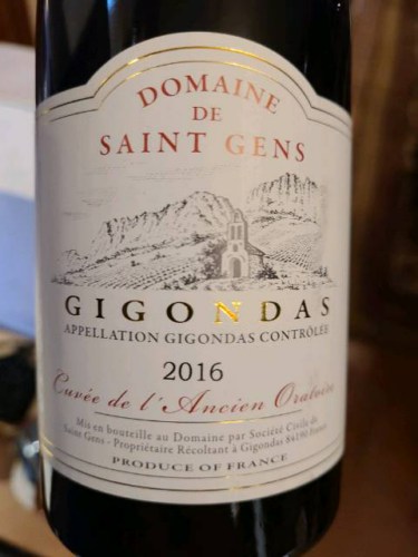 2016 Domaine de Saint Gens Cuvée de l'Ancien Oratoire Gigondas | Vivino ...