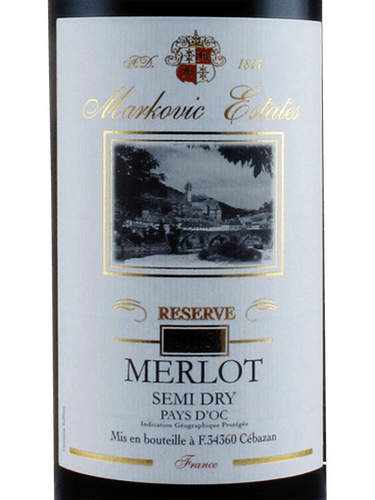 Markovic Reserve Merlot Semi Dry | Vivino US