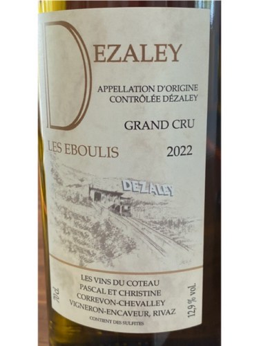 Les Vins du Coteau - Pascal et Christine Correvon-Chevalley Les Eboulis ...